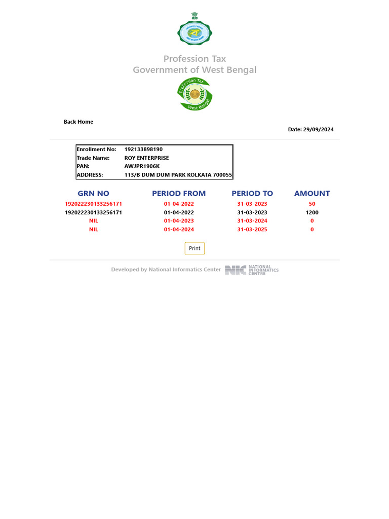 WBPTAX Consolidated Payment | PDF