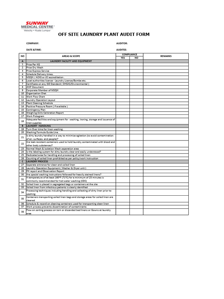 Linen Checklist | PDF