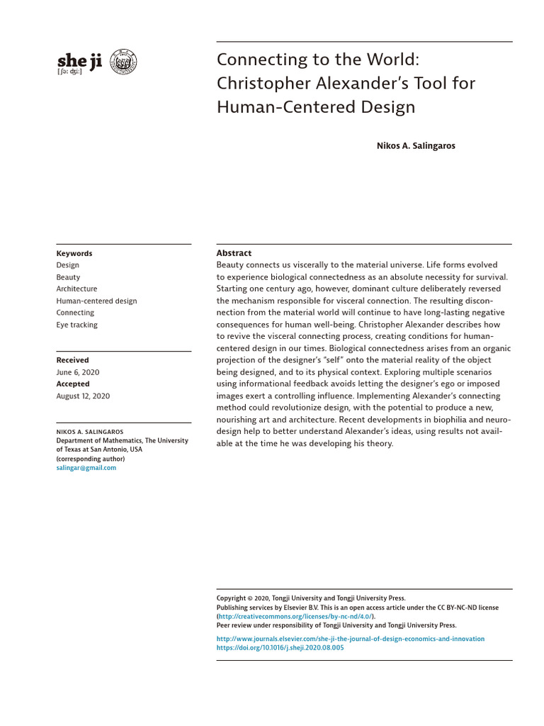 Connecting To The World: Christopher Alexander's Tool For Human-Centered Design | PDF