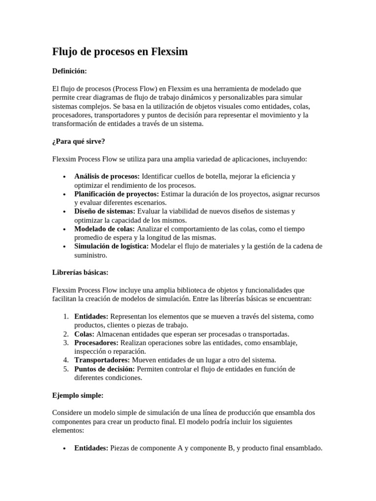 Flujo de Procesos en Flexsim | PDF