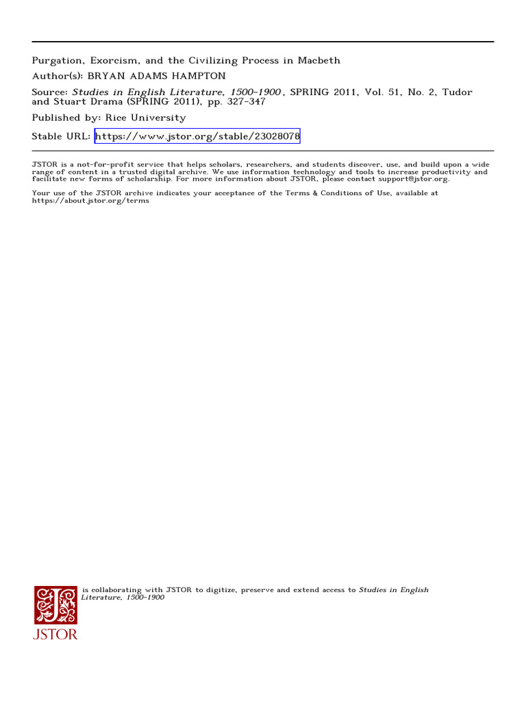 Purgation, Exorcism, and The Civilizing Process in Macbeth | PDF