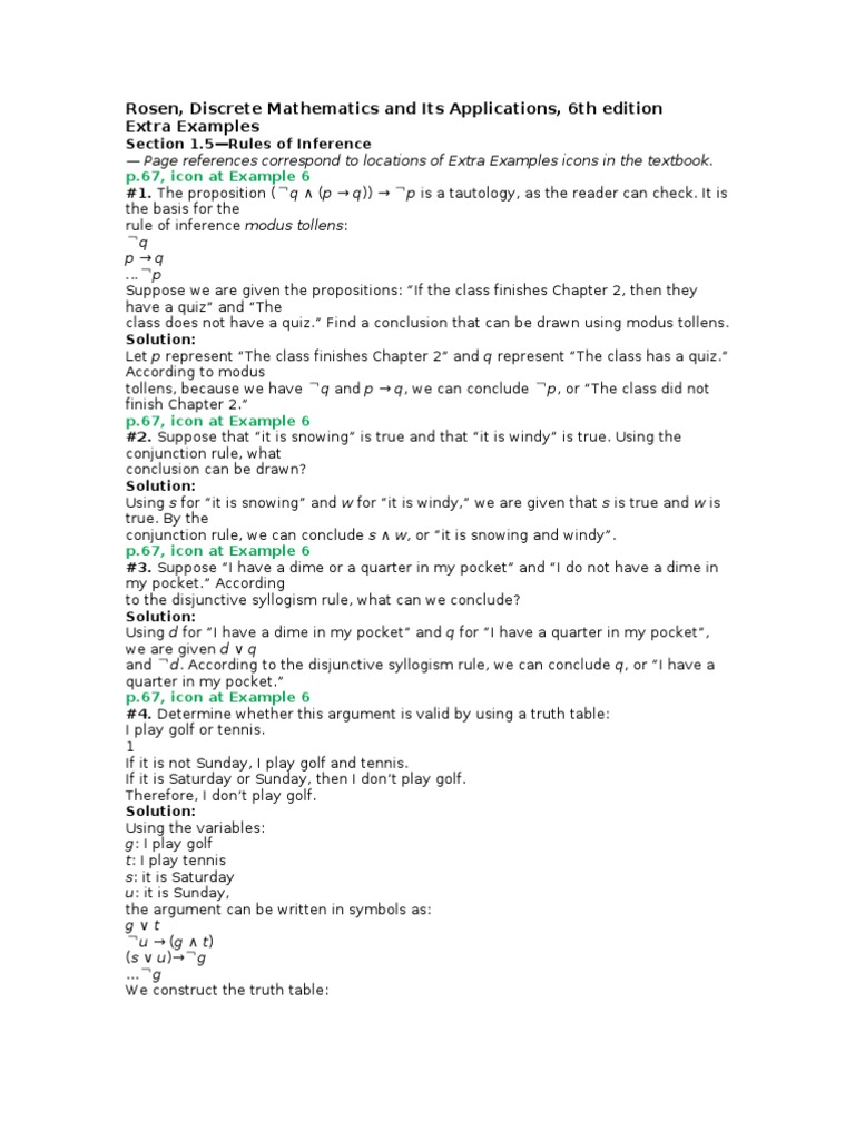 Rosen More Examples | PDF | Validity | Argument