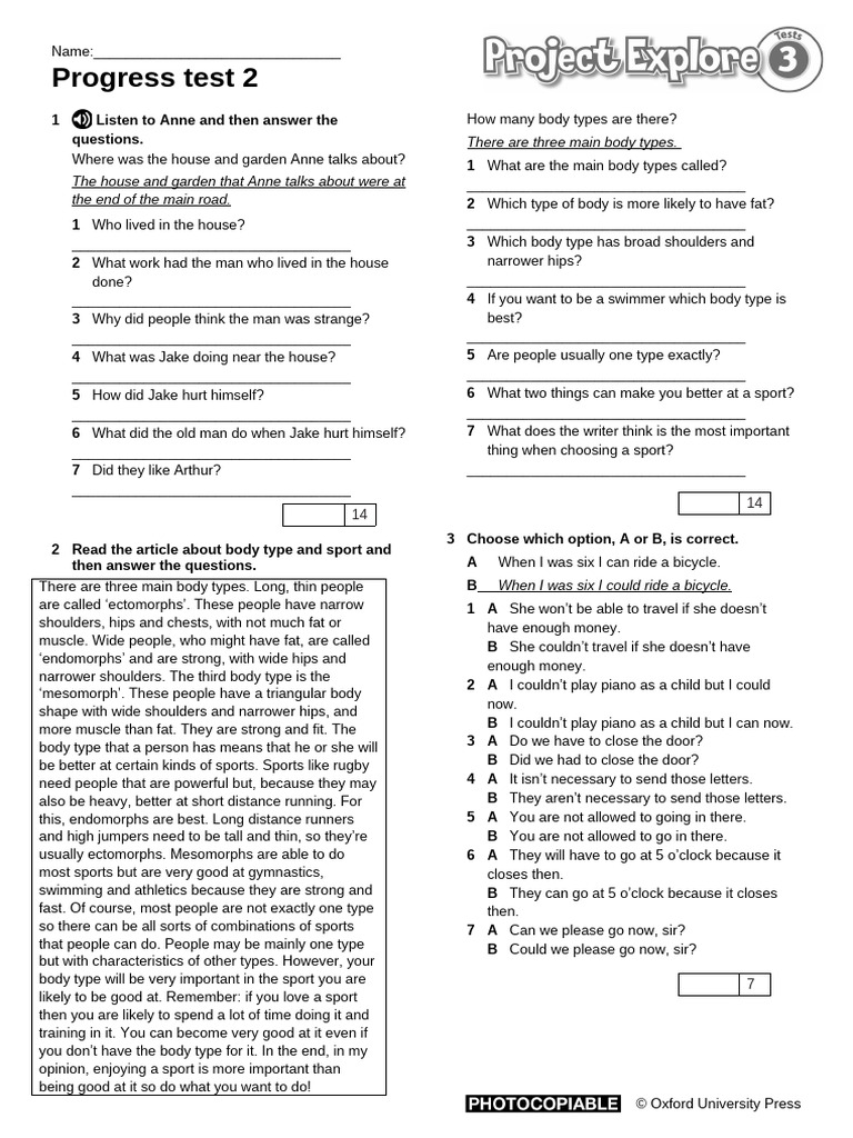 PrEx 3 Progress Test 02 | PDF