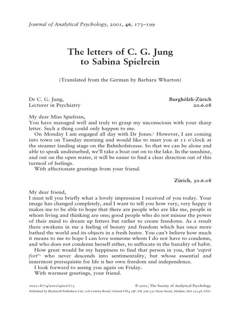 The letters of C. G. Jung to Sabina Spielrein | PDF