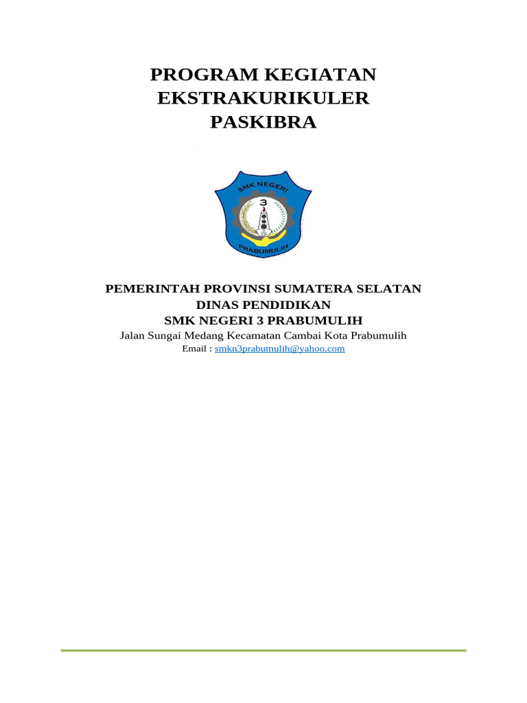 Program Kegiatan Ekstrakurikuler Paskibra | PDF