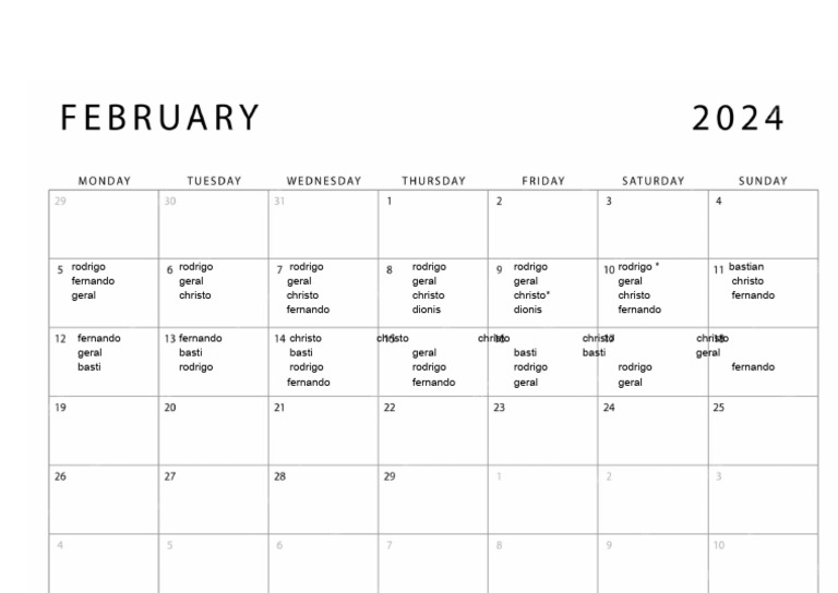 Calendario Febrero | PDF