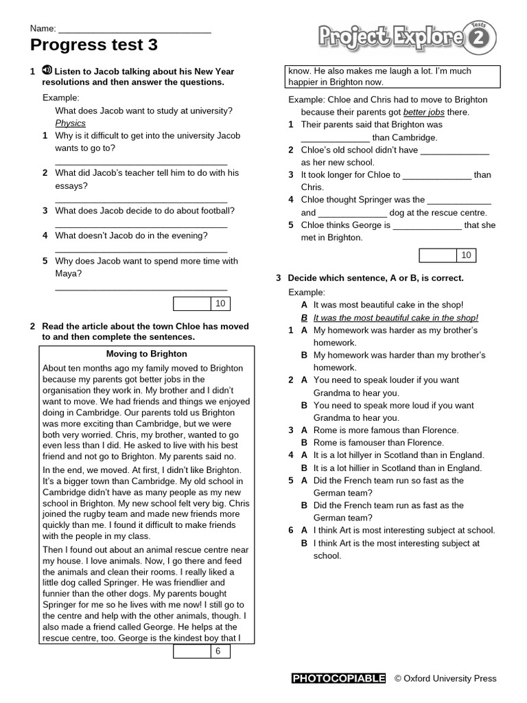 PrEx2 Progress Test 3 | PDF