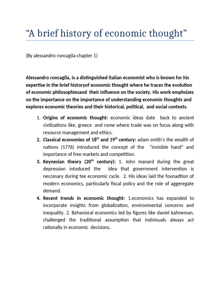 A Brief History of Economic Thought-1 | PDF | Economics | Finance ...