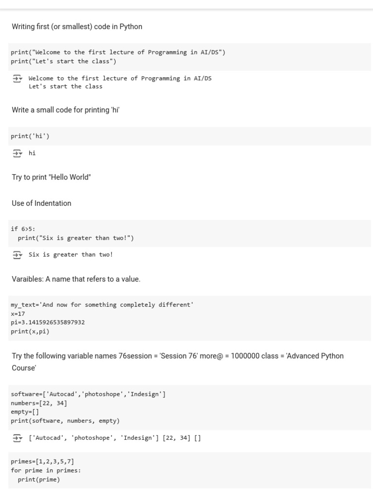Python-Discussion in Class 01 | PDF