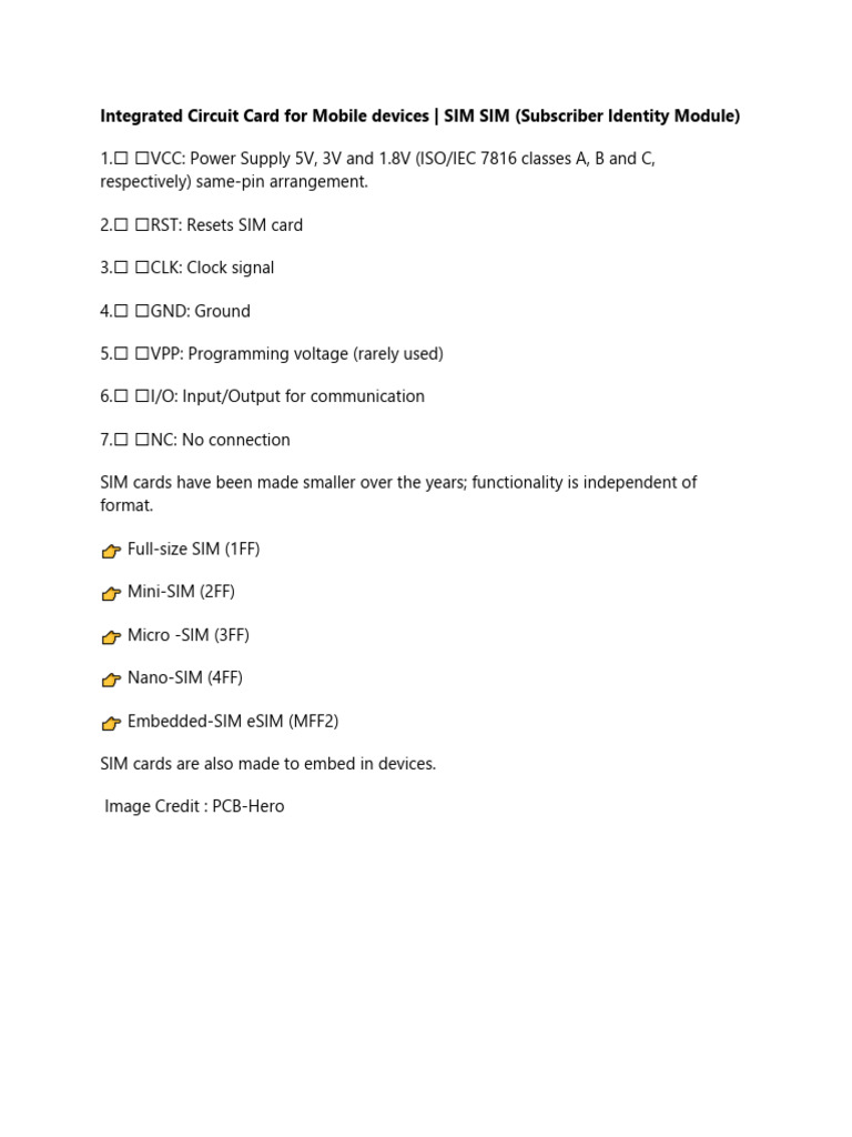 Integrated Circuit Card For Mobile Devices | PDF