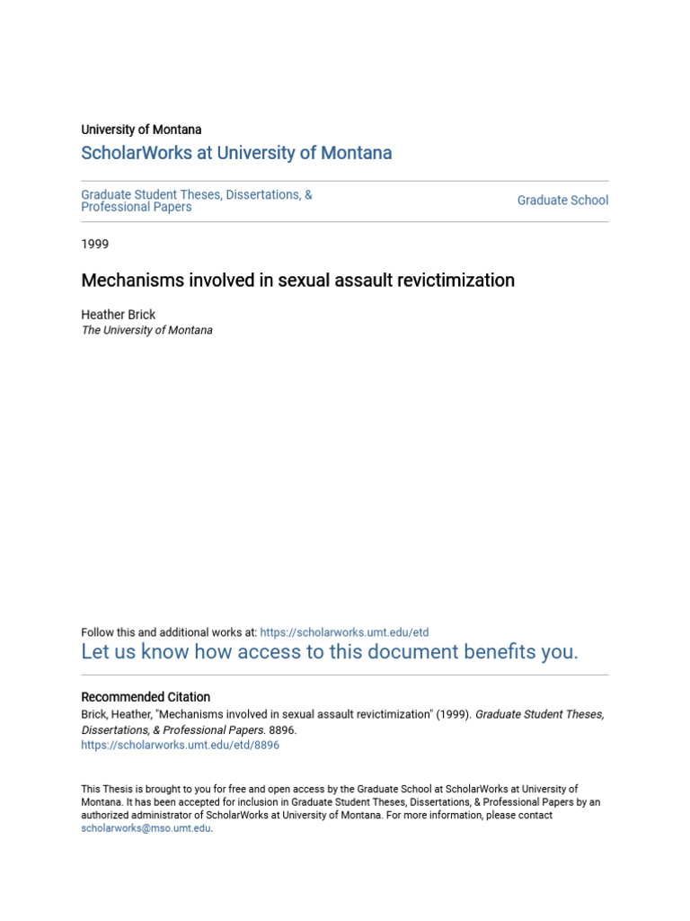 Mechanisms Involved in Sexual Assault Revictimization | PDF