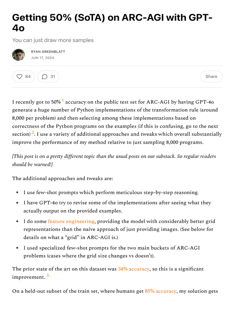 Getting 50 SoTA On ARC AGI With GPT 4o | PDF