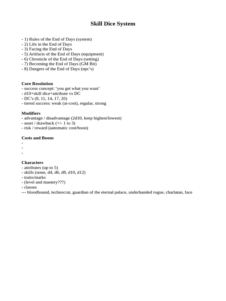 Skill Dice System | PDF