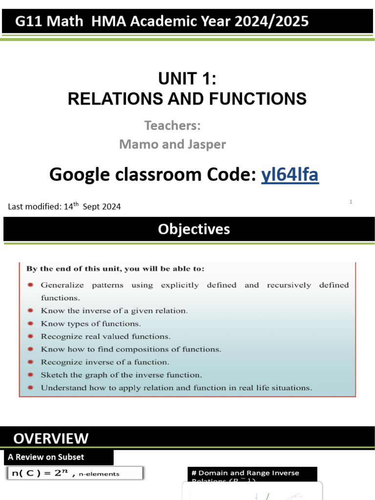 Grade 11 - Math - Unit 1 - HMA-1 | PDF