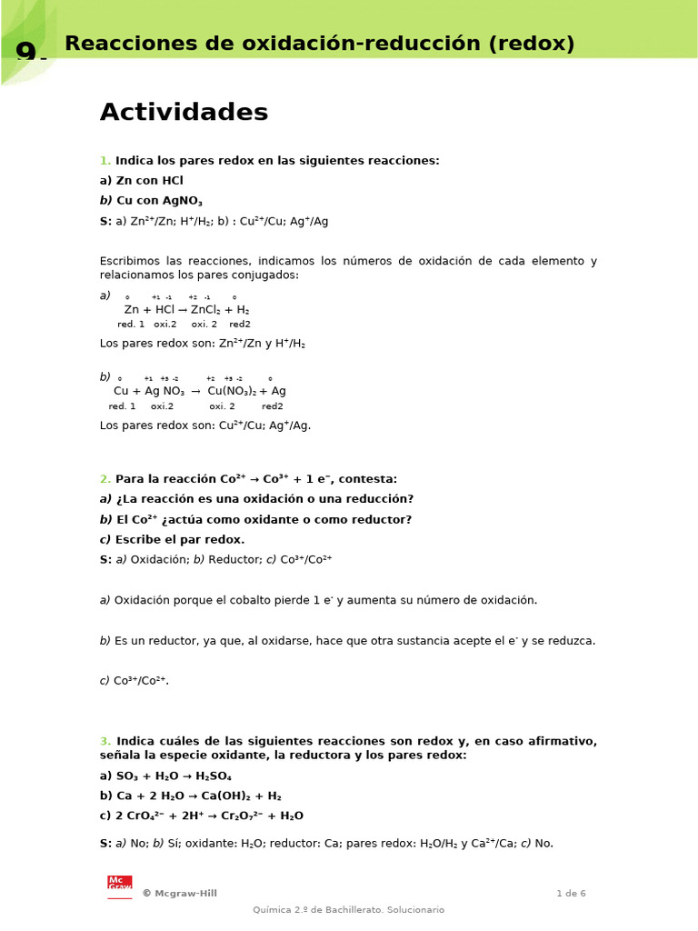 Problemas Redox | PDF