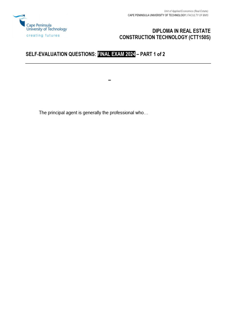 Self-Evaluation Questions - Final Exam Prep (Part 1 of 2) | PDF