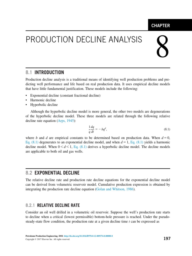 Chapter 8 Production Decline Analysis 2017 Petroleum Production Engineerin | PDF