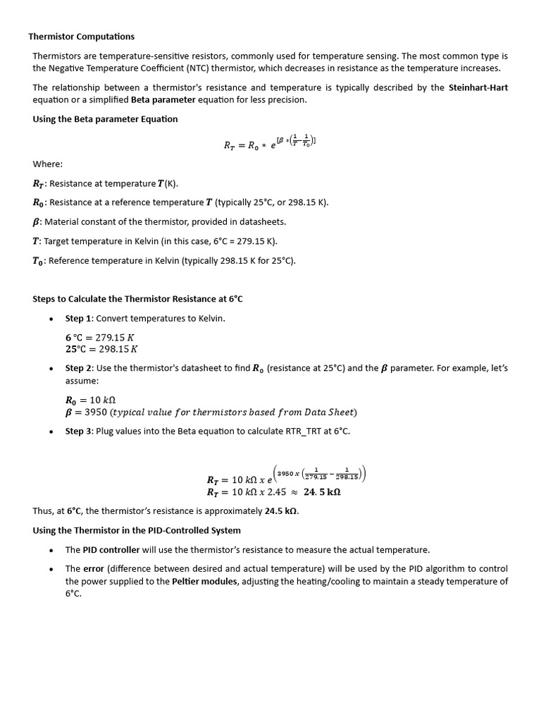 Thermistor Computations | PDF