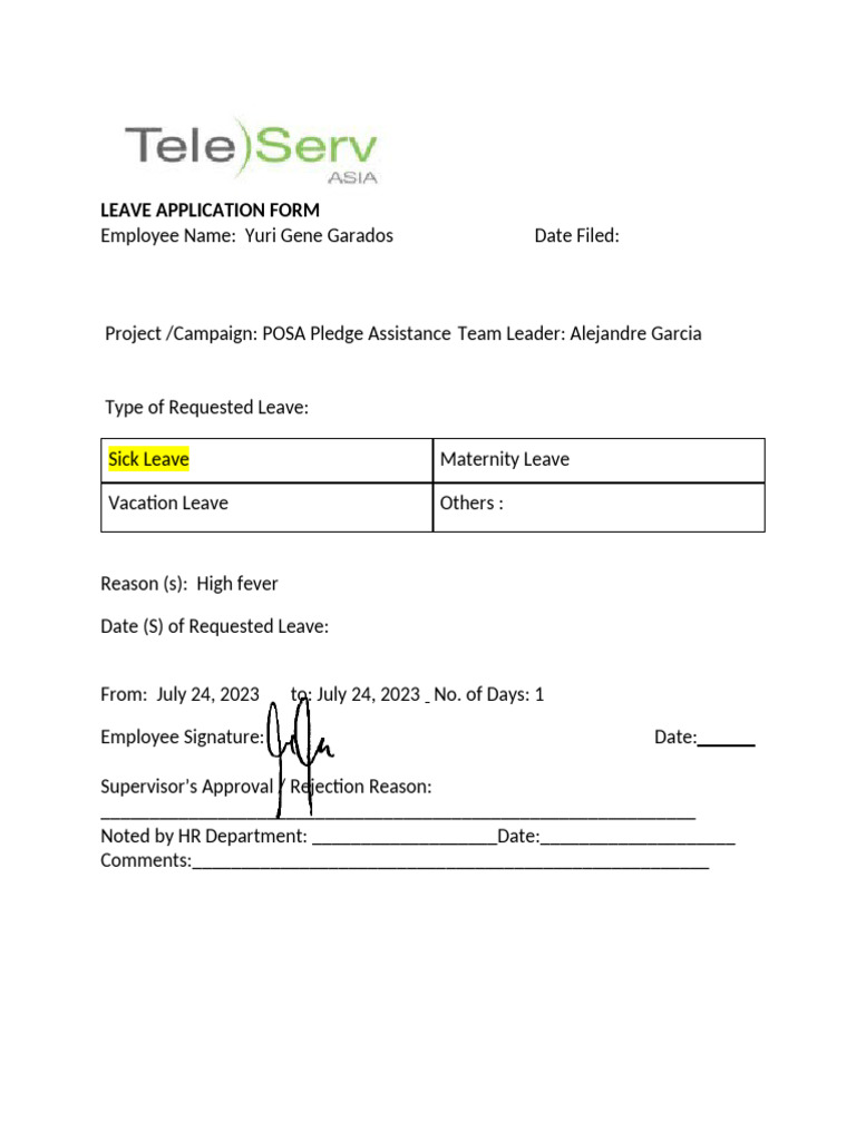 Leave Form | PDF