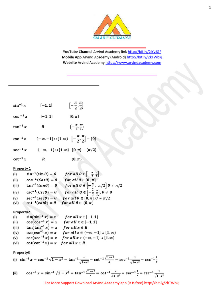 Chap 02 Inverse Trigonometric Functions_zlkwpjz8leipkl5gyowg | PDF