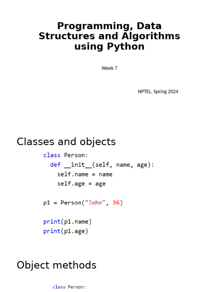 Week 7 Programming Data Structures And Algorithms Using Python Pdf 