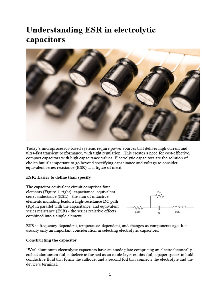 Understanding ESR in Electrolytic Capacitors | PDF