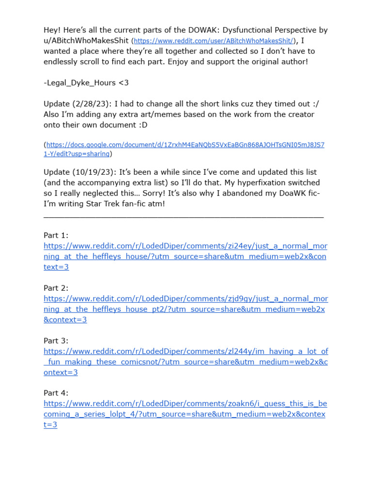 Dysfunctional Perspective Parts | PDF