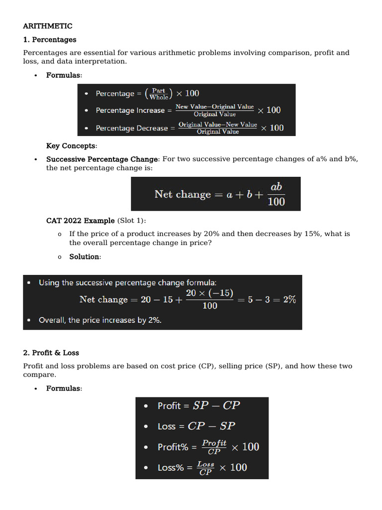 Arithmetic (Cat Examination) | PDF