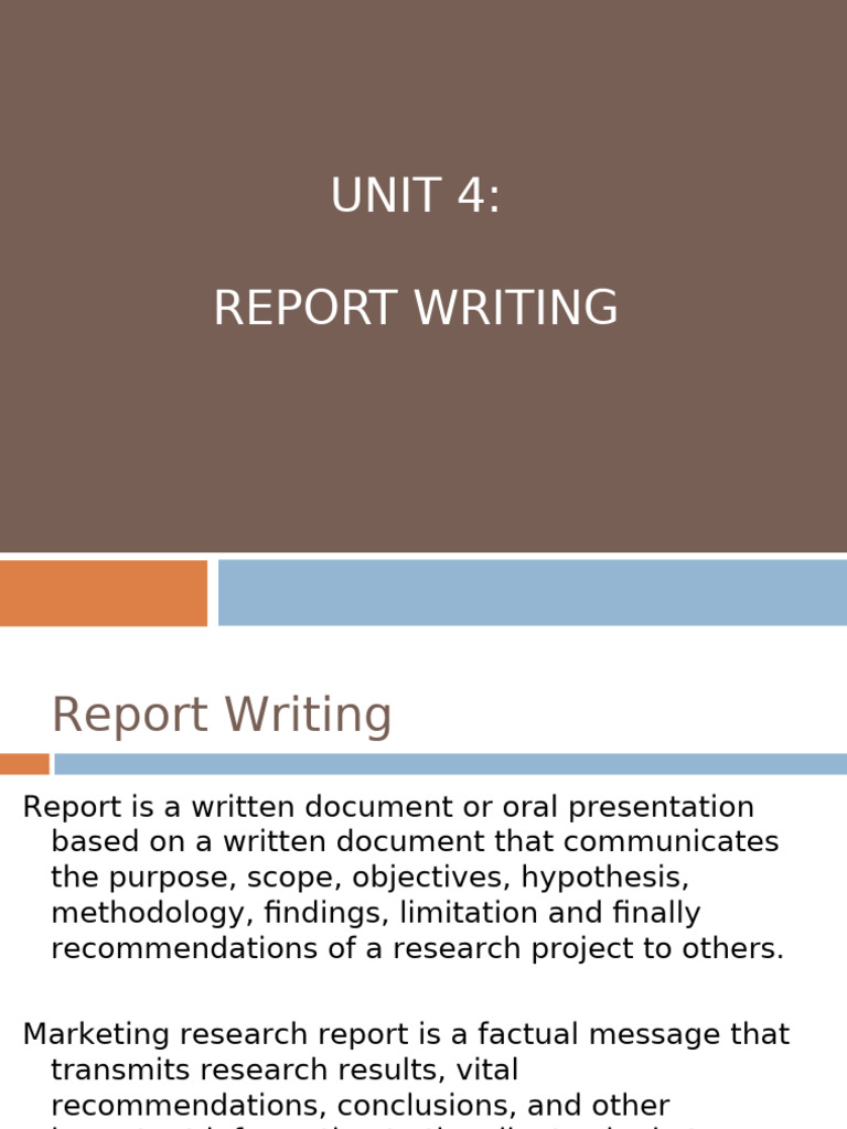Unit 4 Report Writing | PDF