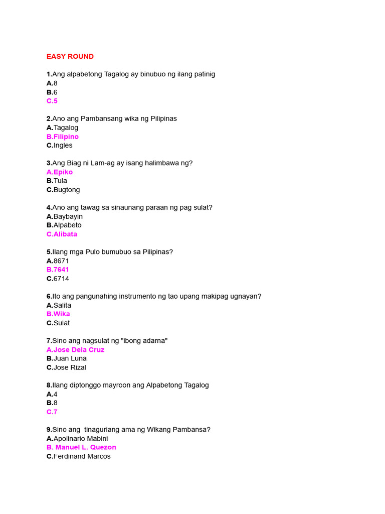 Quiz Bee | PDF
