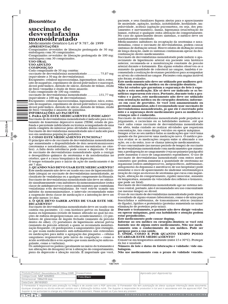 Bula - Desvenlafaxina | PDF