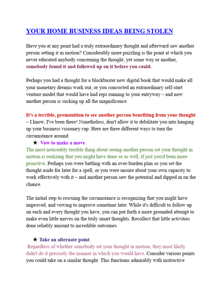 Your Stolen Business Ideas | PDF
