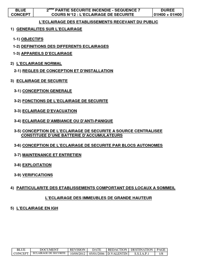Cours N°12 L'éclairage de Sécurité | PDF
