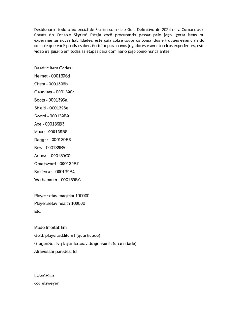 Desbloqueie Todo o Potencial de Skyrim Com Este Guia Definitivo de 2024 para Comandos e Cheats ...