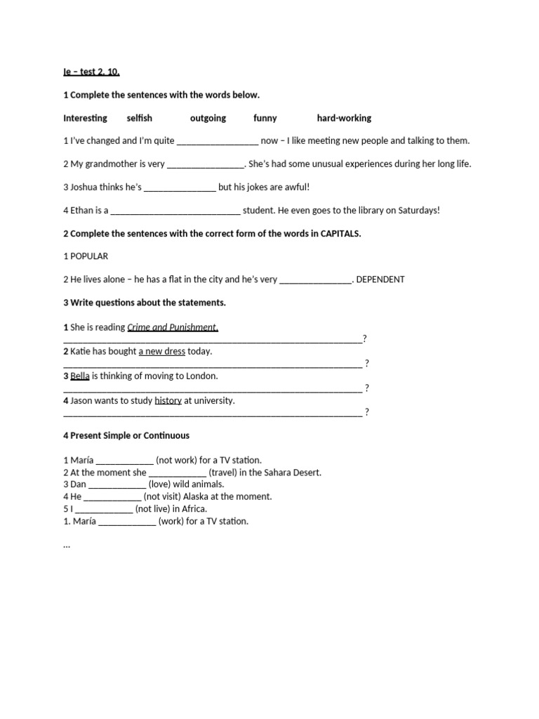 Adjectives, Present tenses | PDF