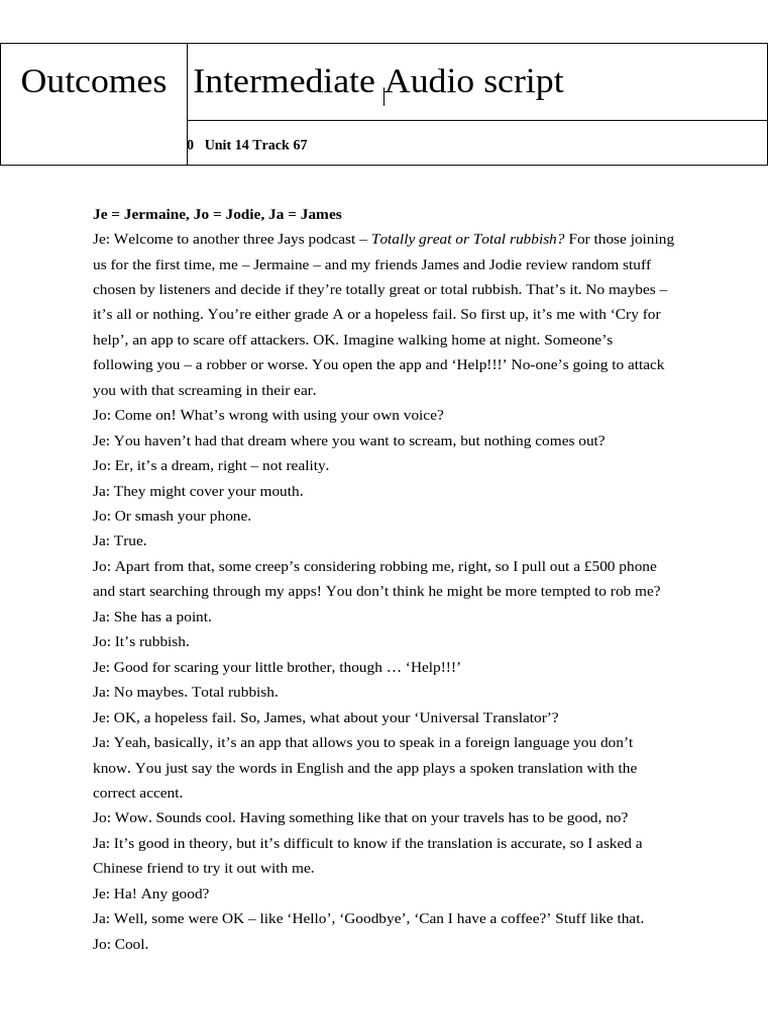 Intermediate Unit14 Audio Track67 | PDF
