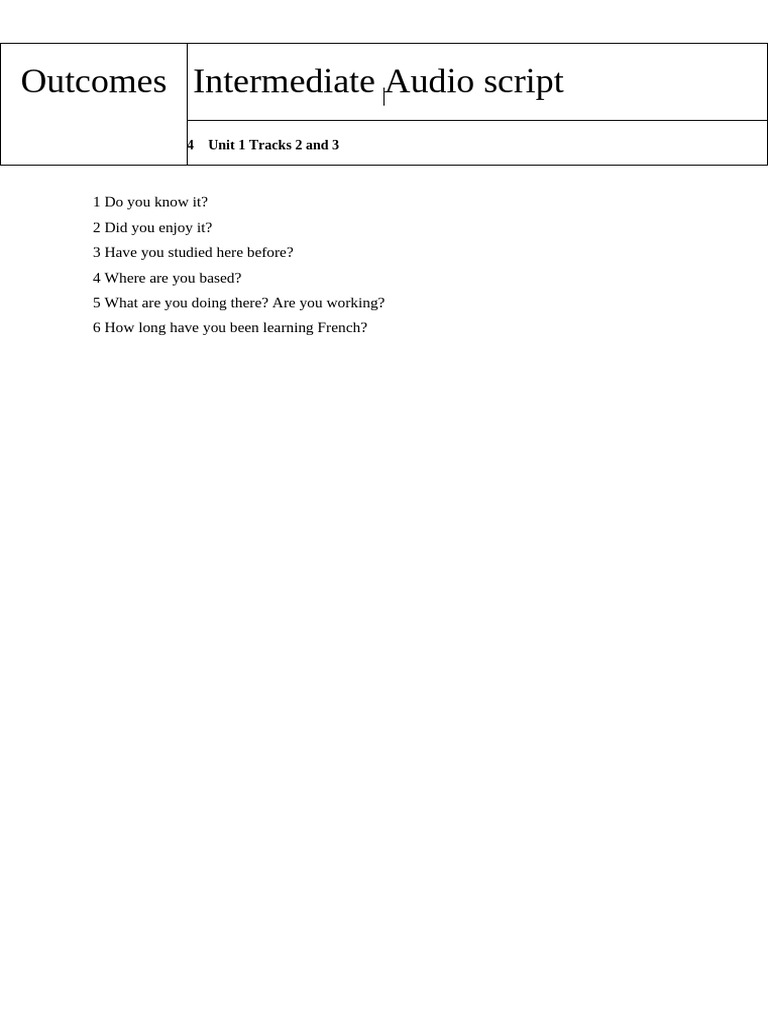 Intermediate Unit 1 Audio Tracks2 3 | PDF