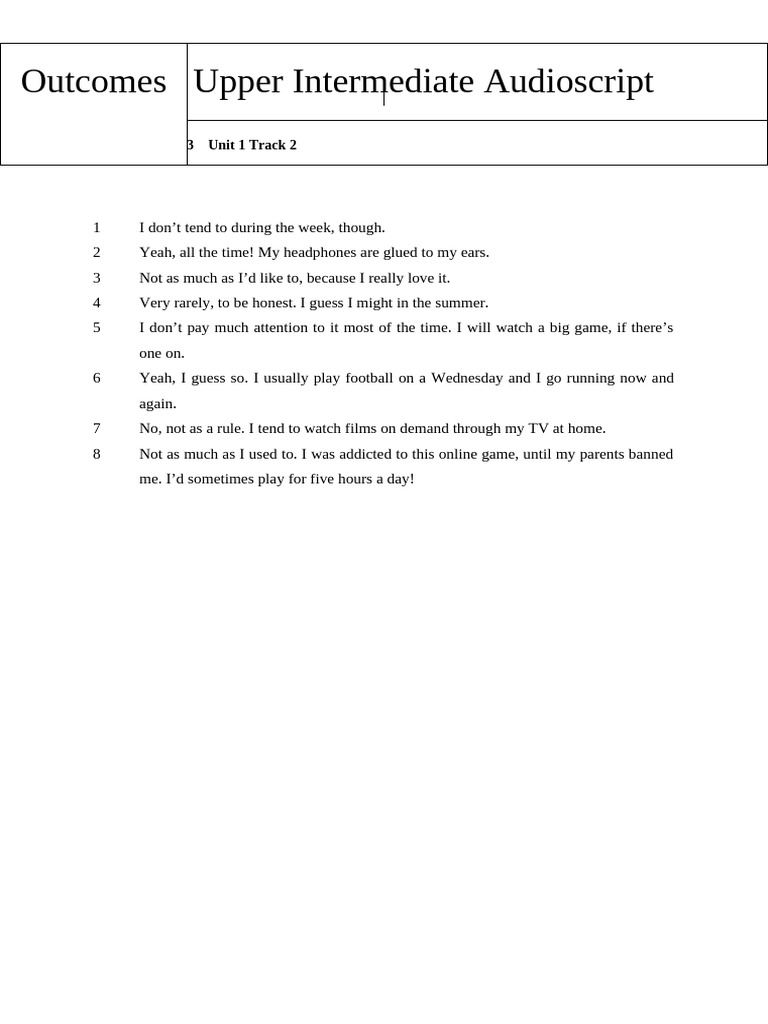 UpperIntermediate Unit 1 Audio Track 2 | PDF