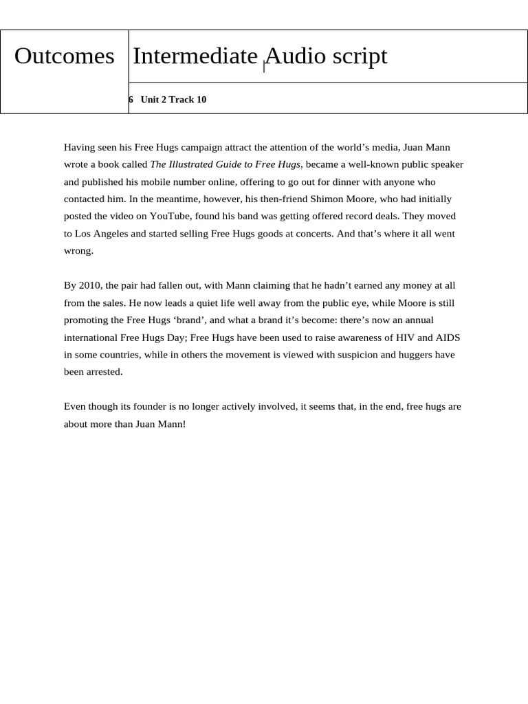 Intermediate Unit 2 Audio Track10 | PDF