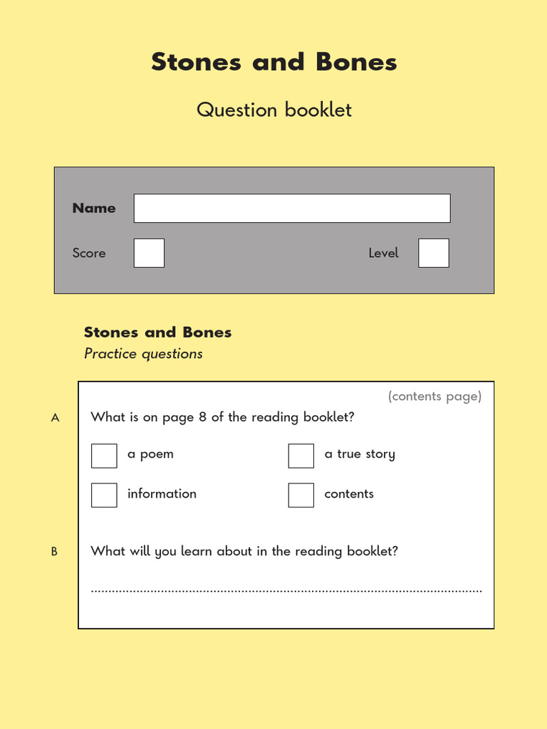 Stones and Bones Question Booklet | PDF