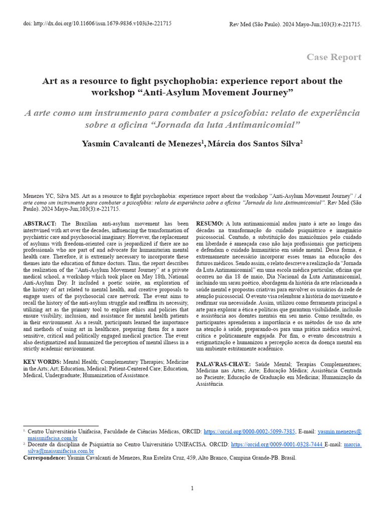 Art As A Resource To Fight Psychophobia: Experience Report About The ...