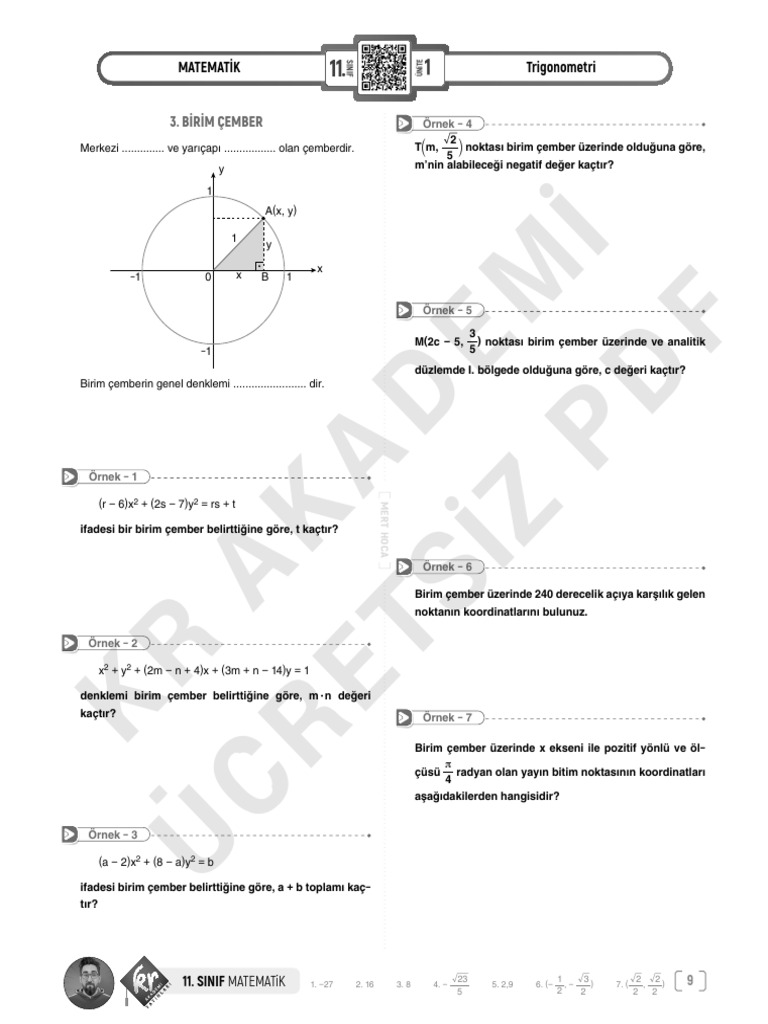 11 Matematik VDK 2024 3. DERS | PDF
