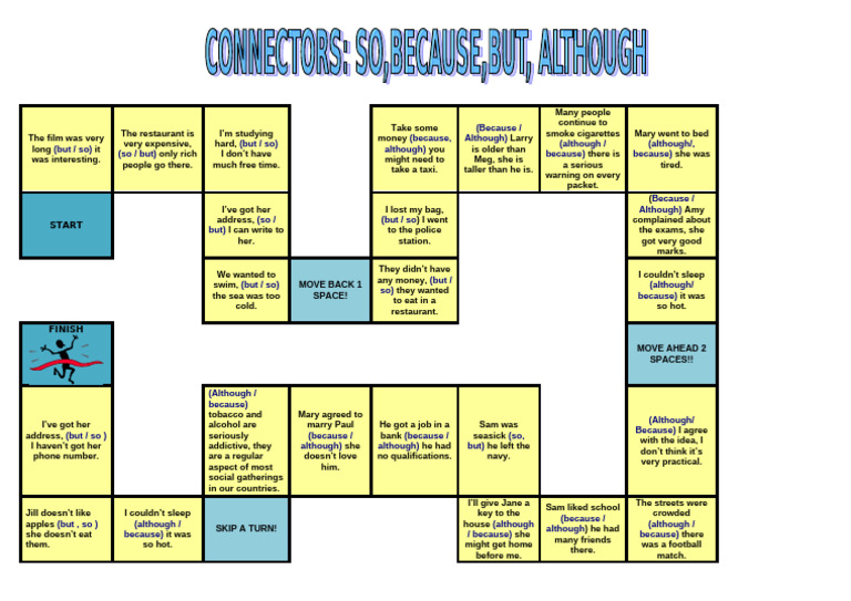 Connectors Board Game (So, Because, But, Although) | PDF