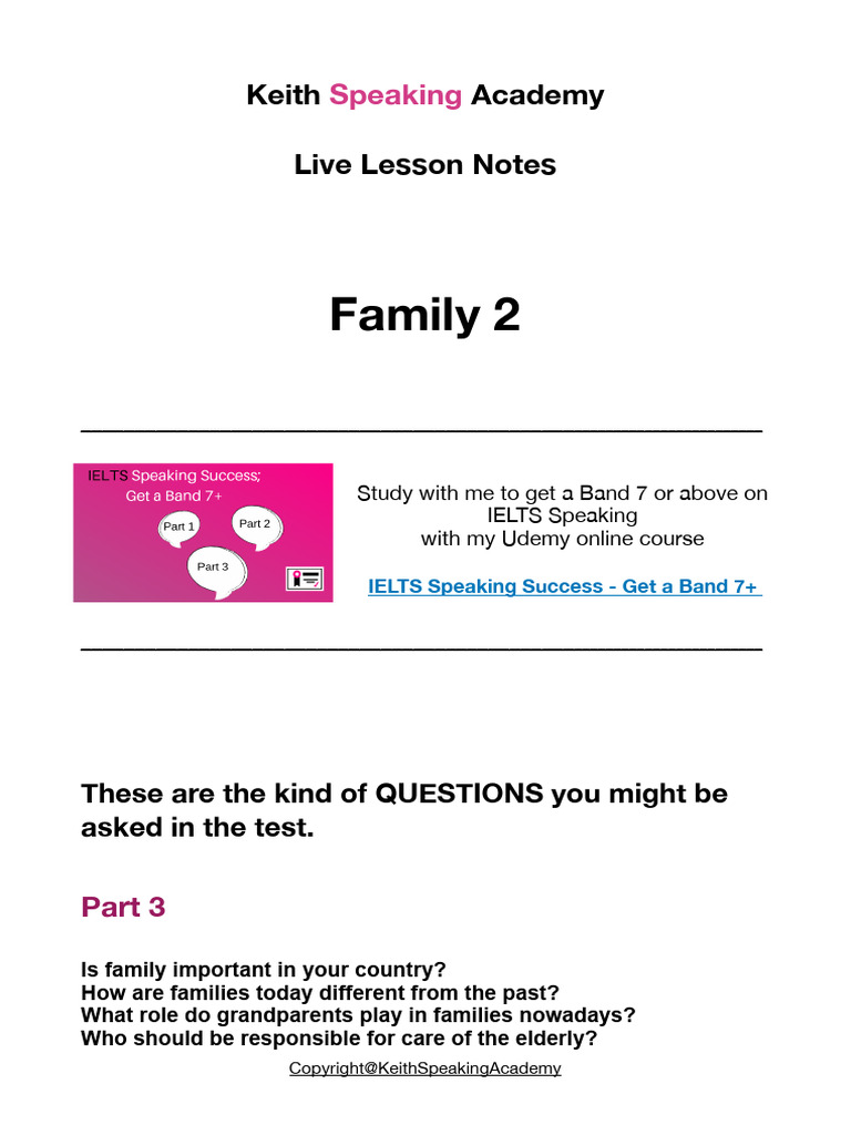 Family Part 2 Lesson Notes | PDF