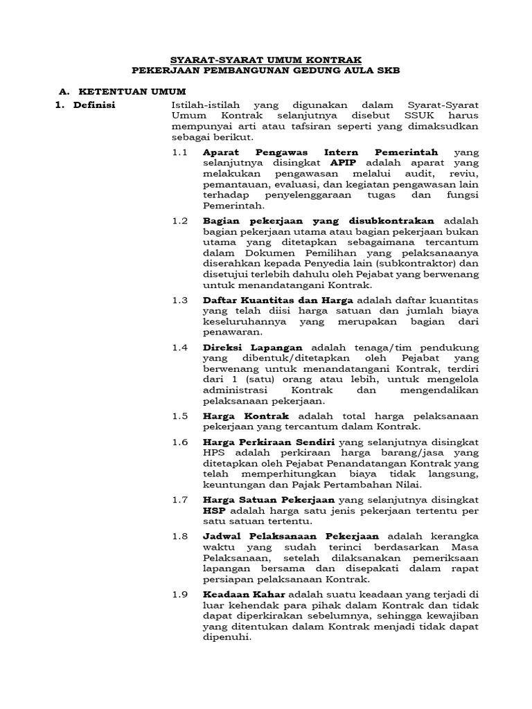 Ssuk Pembangunan Gedung Aula SKB | PDF