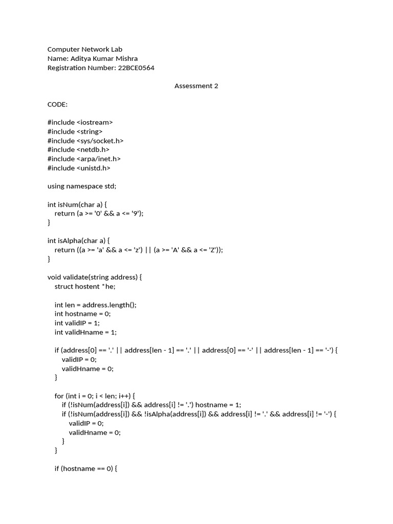 Computer Network Lab Assessment 2 | PDF