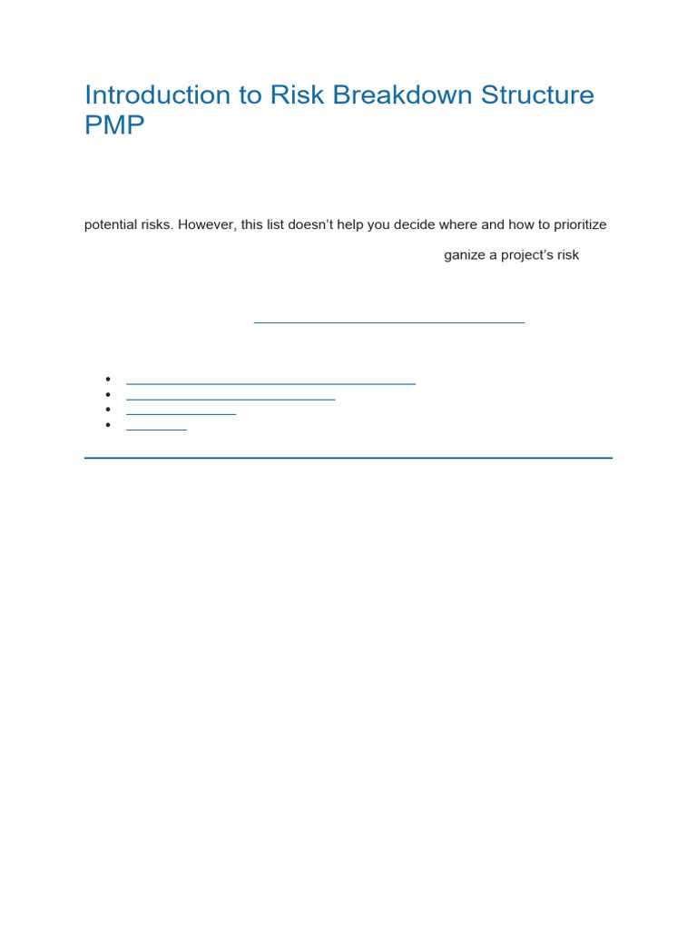 Introduction to Risk Breakdown Structure PMP | PDF