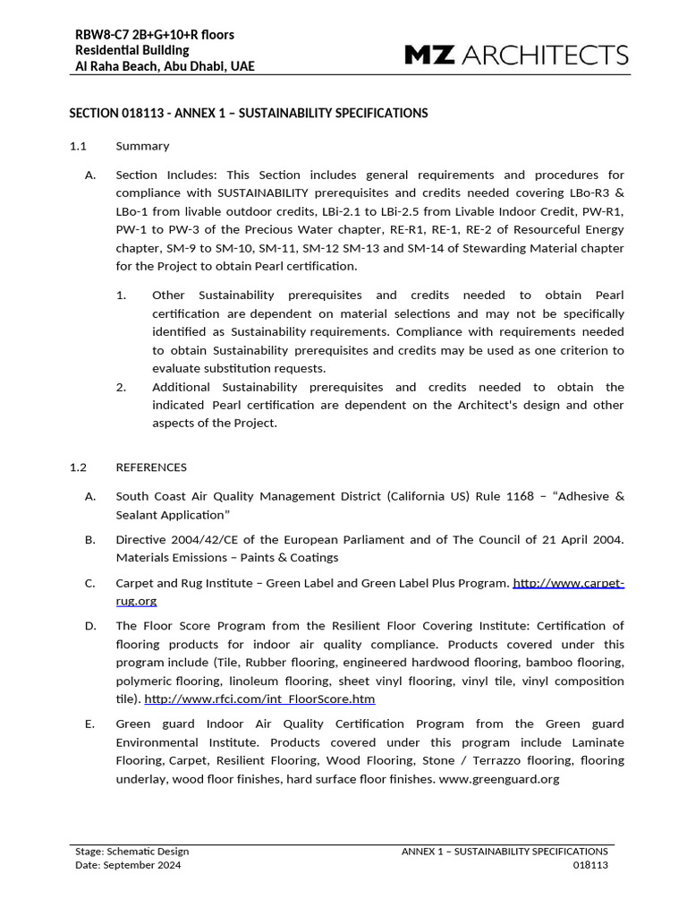 Sustainability Specs - Annex | PDF