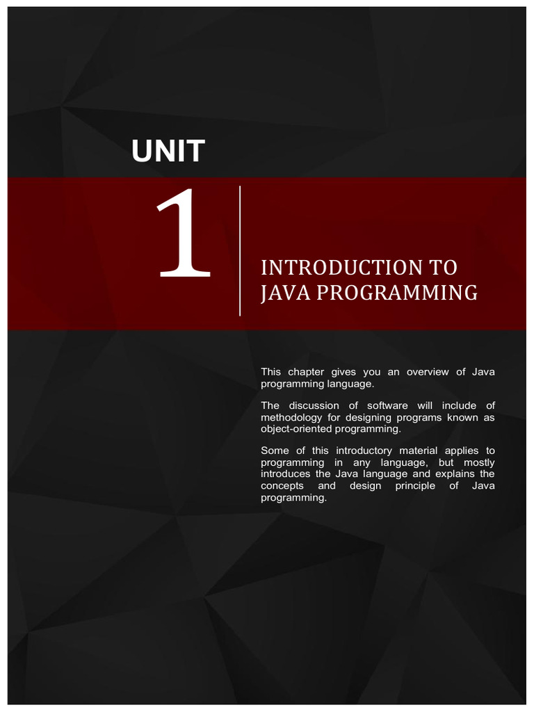 OOP1 UNIT1 IntroToJava | PDF