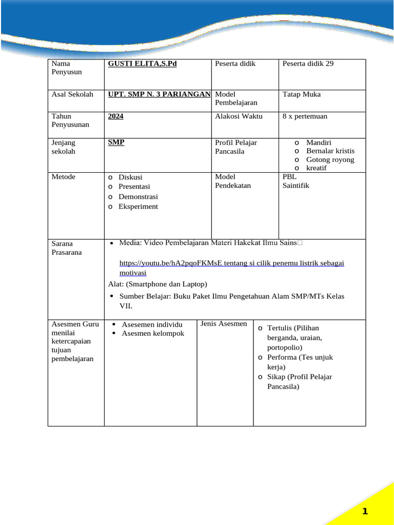 Modul Ajar IPA - Hakekat Sains 1 Sept. | PDF